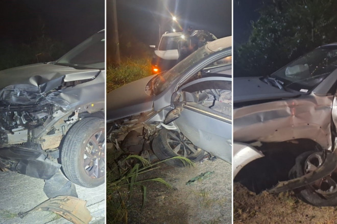 Motorista fica ferida após colisão entre três veículos na SC-412, em Gaspar